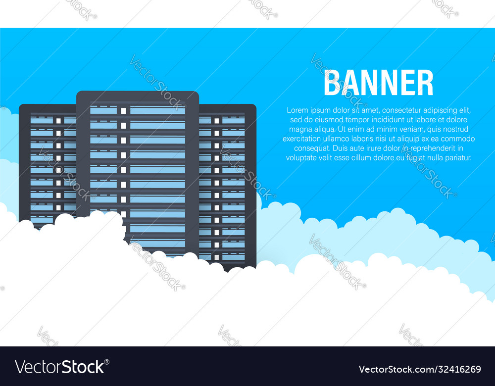 Data center mainframe service concept banner Vector Image Data center mainframe service concept banner Vector Image