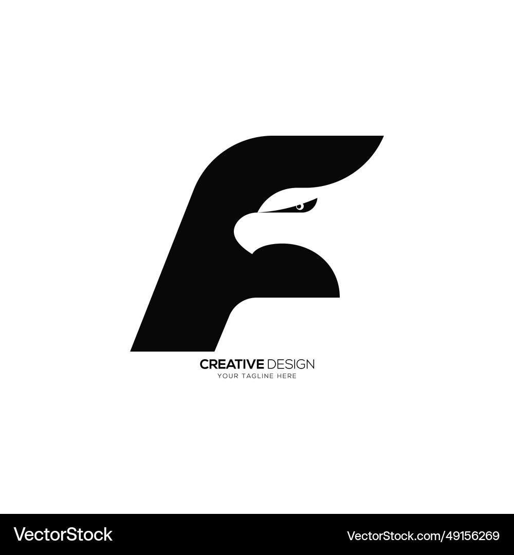 Letter f falcon abstract flying eagle silhouette Vector Image