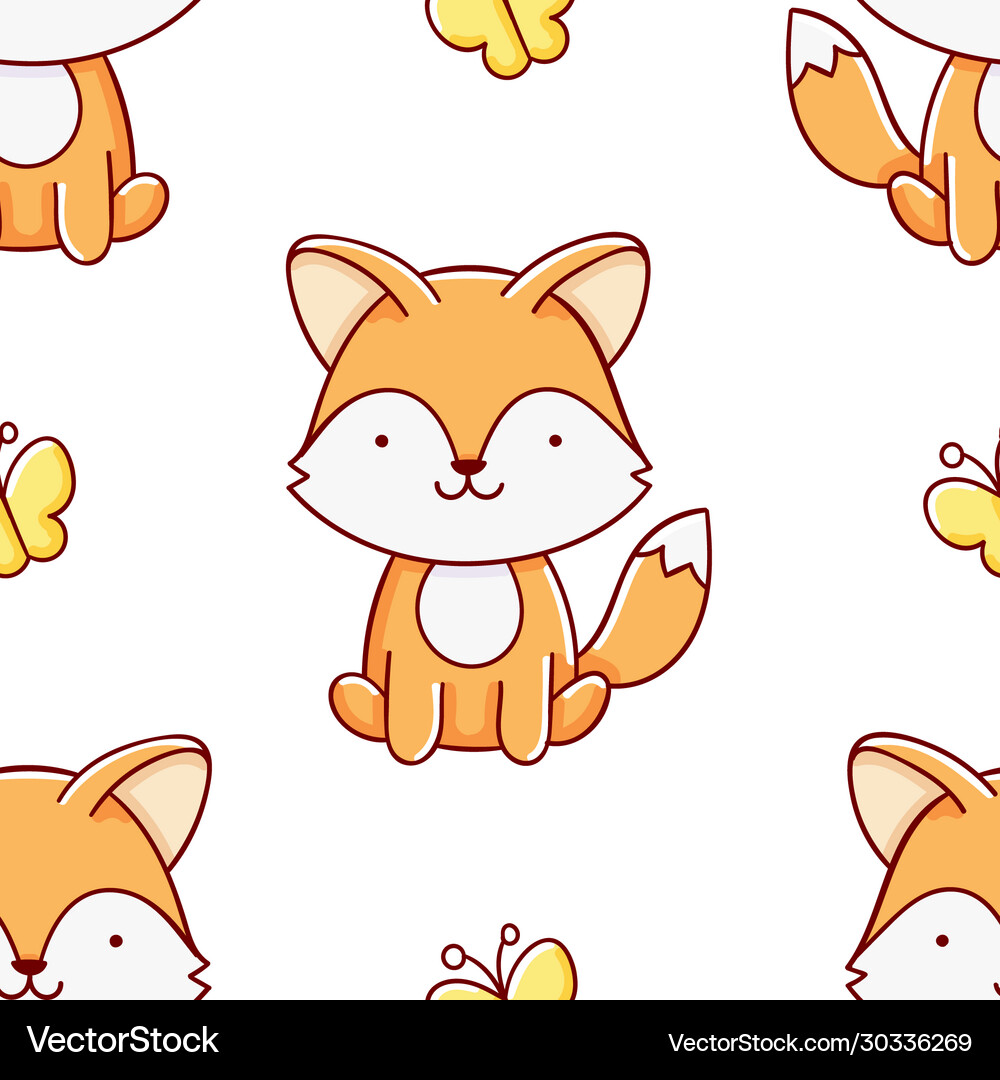 Simple seamless pattern cute kawaii hand drawn Vector Image