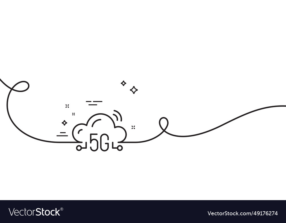 5g Cloud Computing Line Icon Wireless Technology Vector Image
