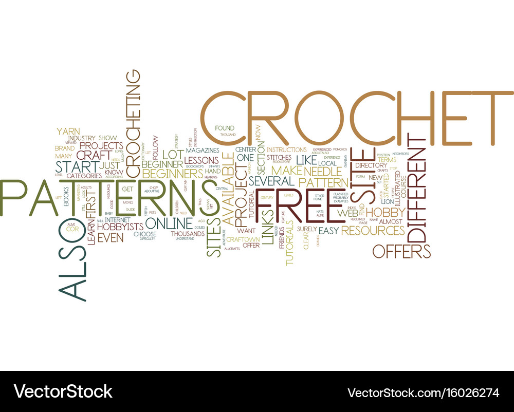 Free crochet text background word cloud concept Vector Image