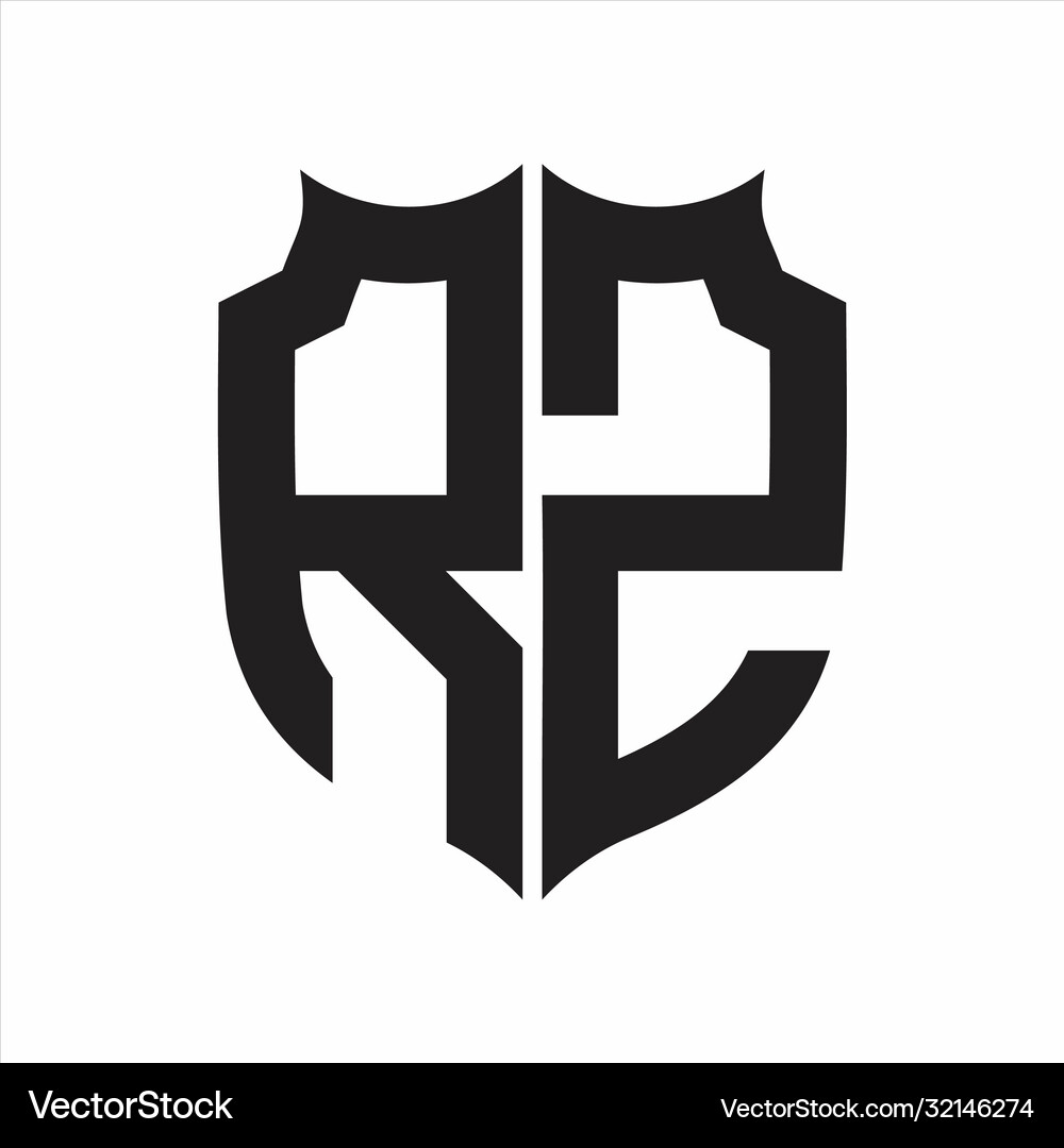 Rz logo shield style monogram design template Vector Image