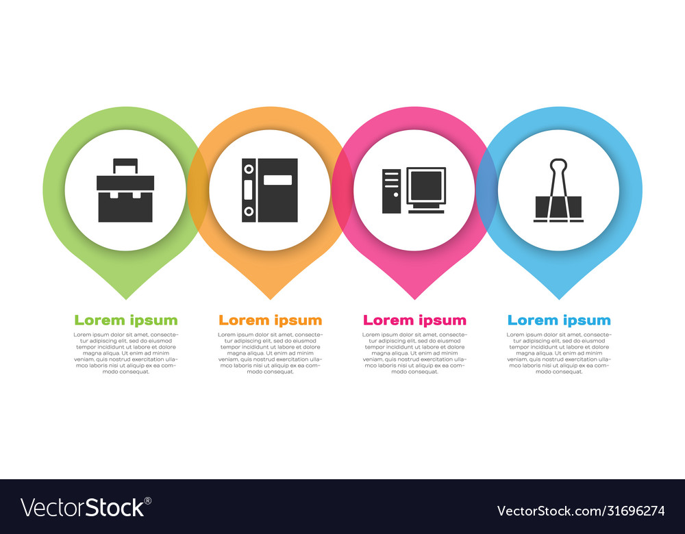 Set briefcase office folders computer monitor Vector Image