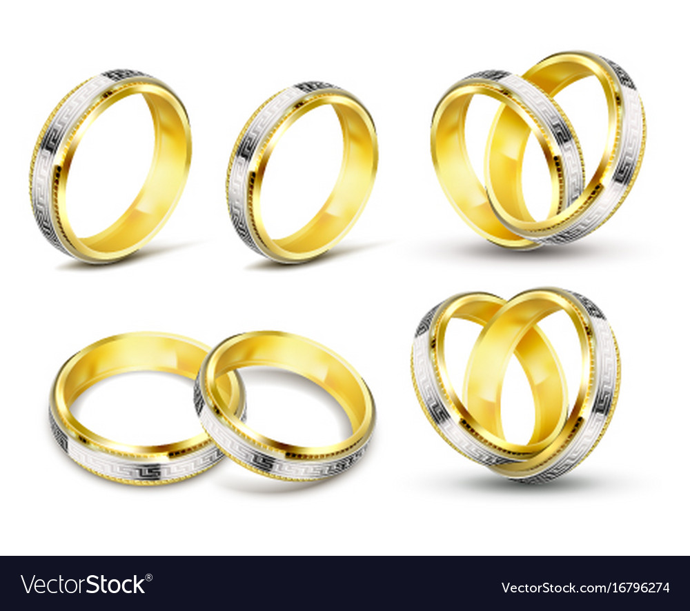 Set of realistic gold Royalty Free Vector Image