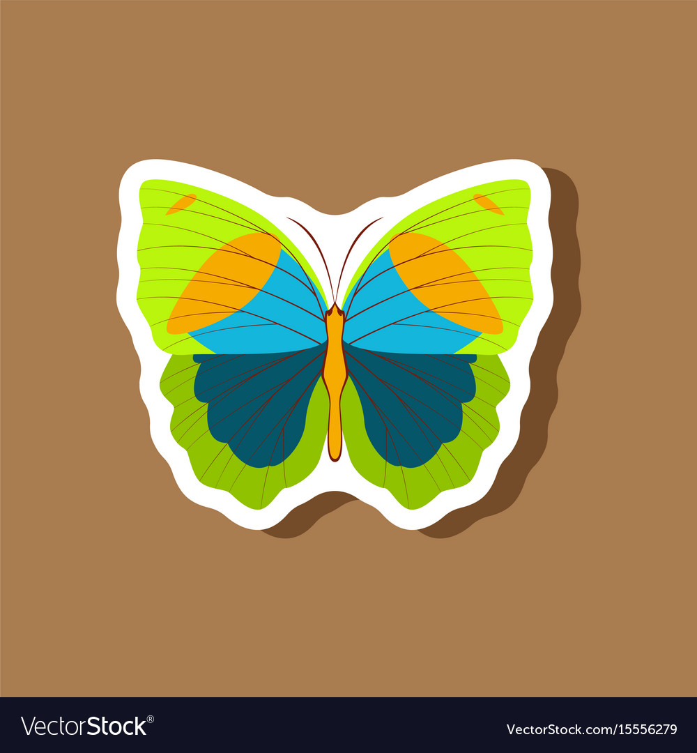 Butterfly Paper Sticker On Stylish Background Vector Image