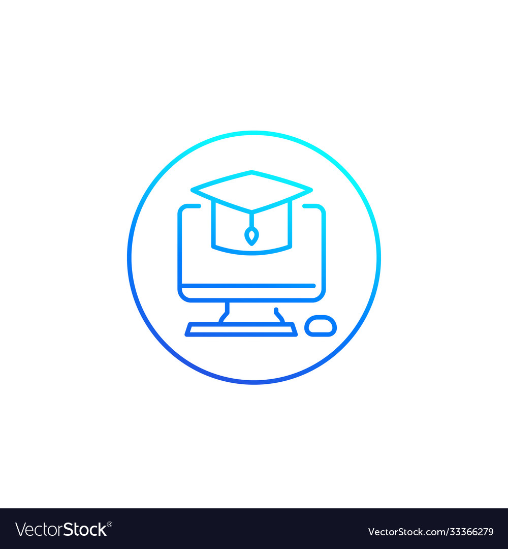 E-learning online education line icon Royalty Free Vector