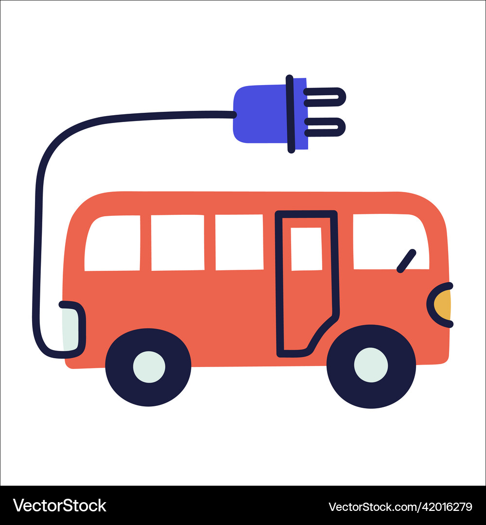 Electric vehicle hand drawn ev doodle icon Vector Image