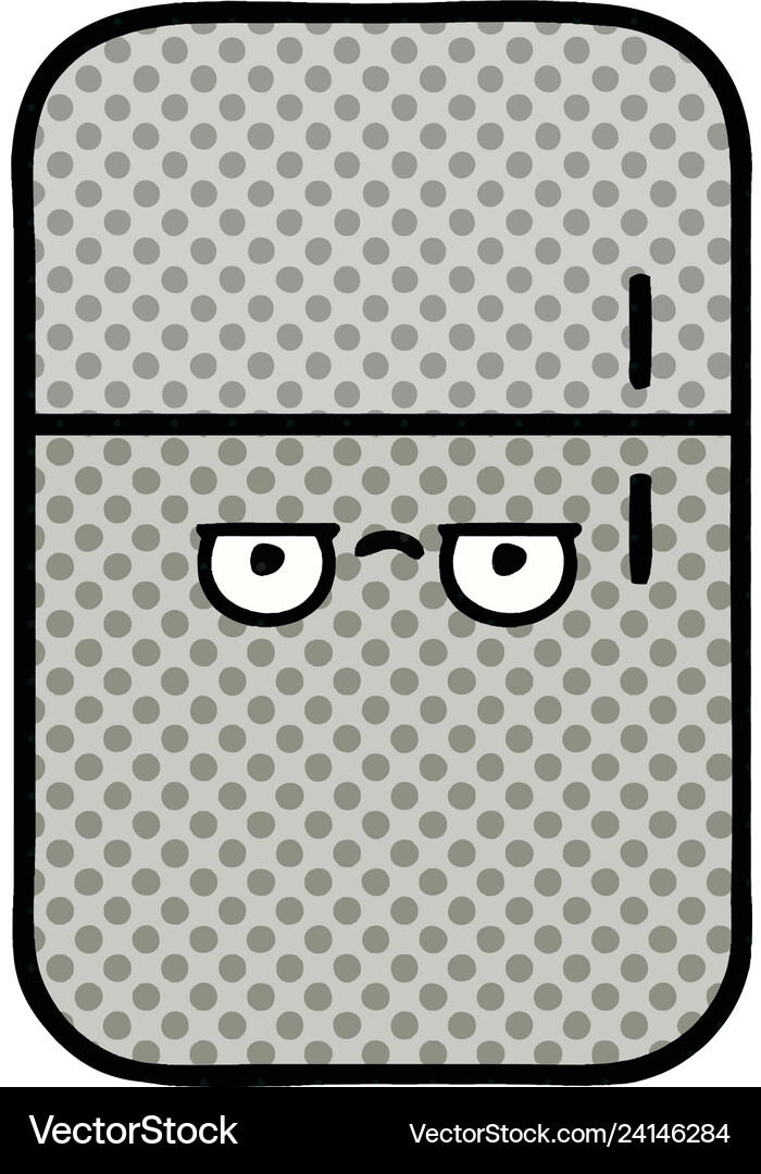 Comic book style cartoon fridge freezer Royalty Free Vector