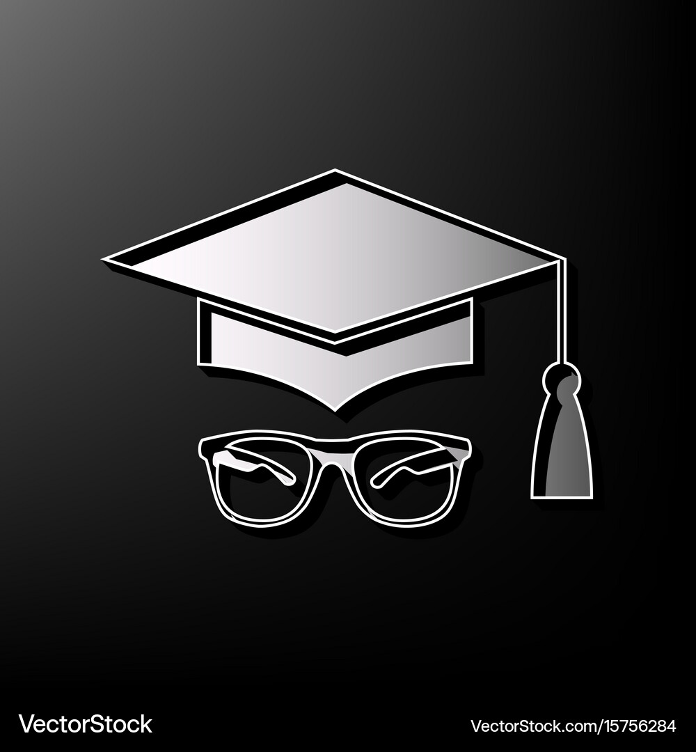 Mortar board or graduation cap with glass Vector Image