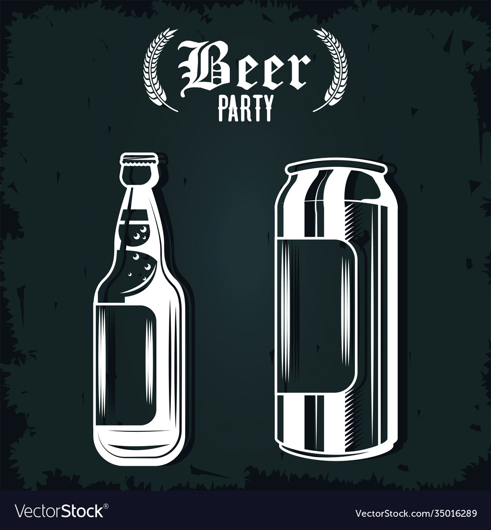 Beers bottle and can drinks drawn isolated icons Vector Image