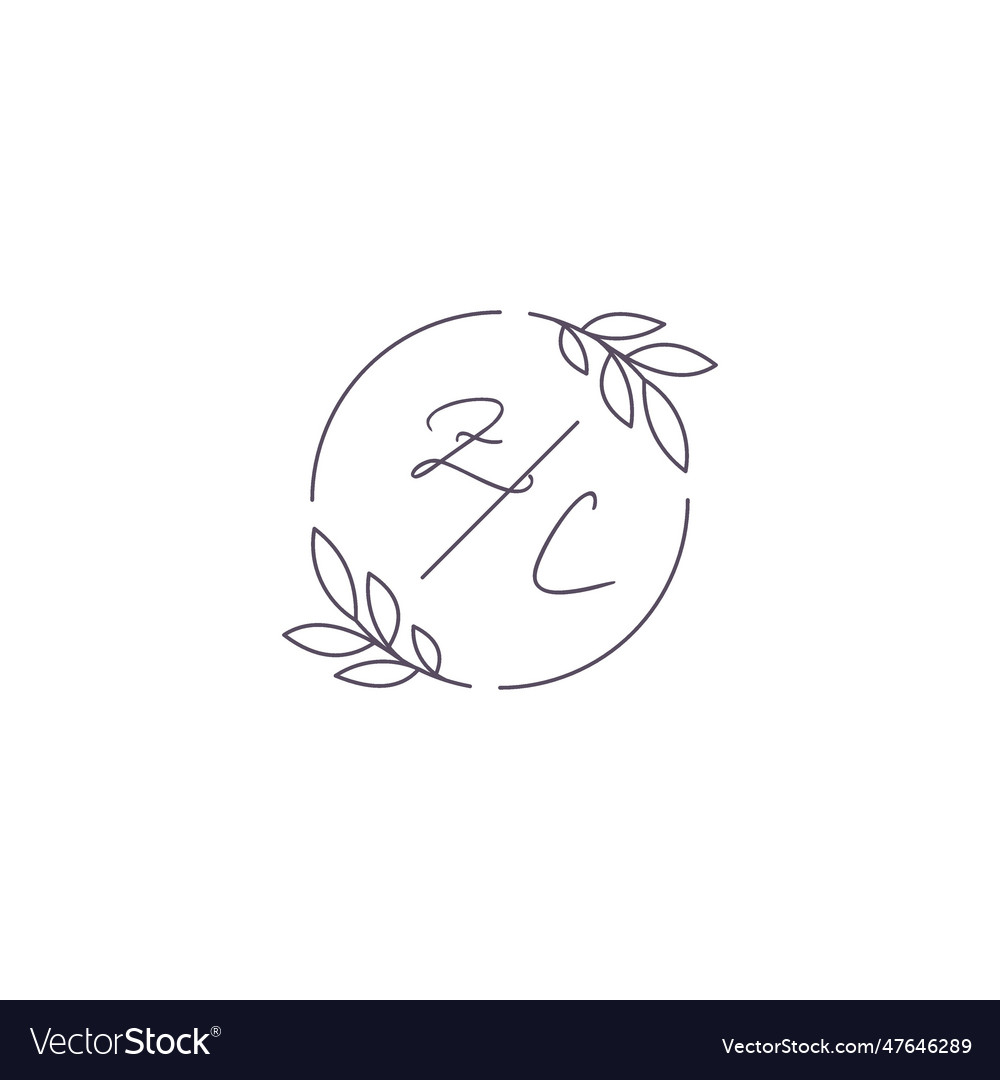 Initials zc monogram wedding logo with simple Vector Image