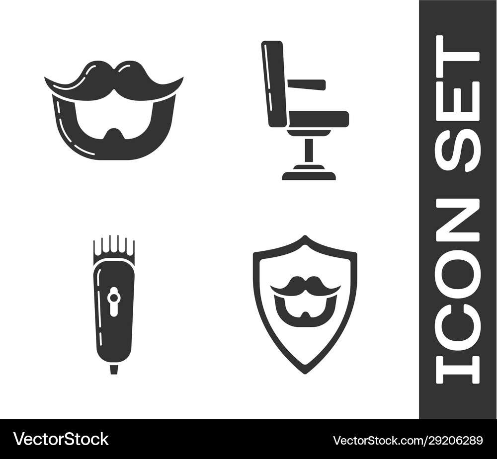 Set mustache and beard on shield mustache Vector Image