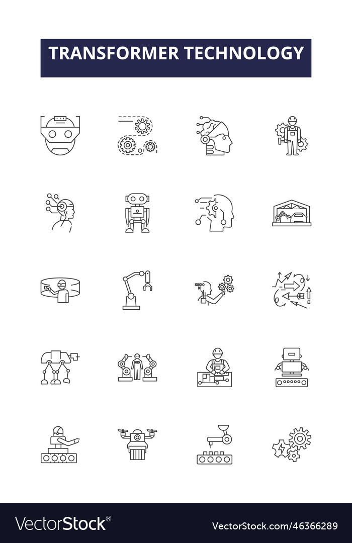 Transformer technology line icons and signs Vector Image