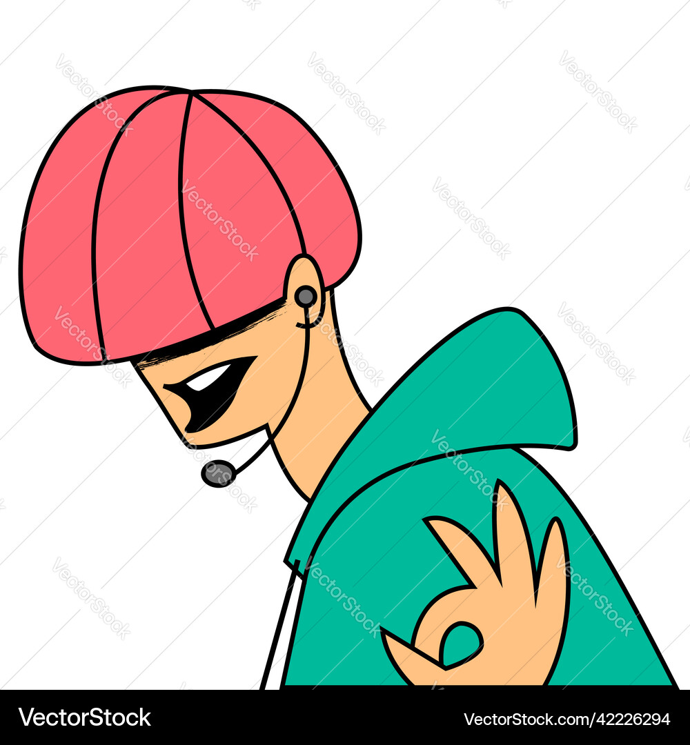 Drawing of a young k-pop singer in flat style Vector Image