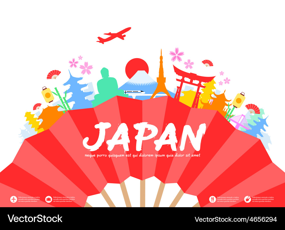 Japan travel landmarks Royalty Free Vector Image