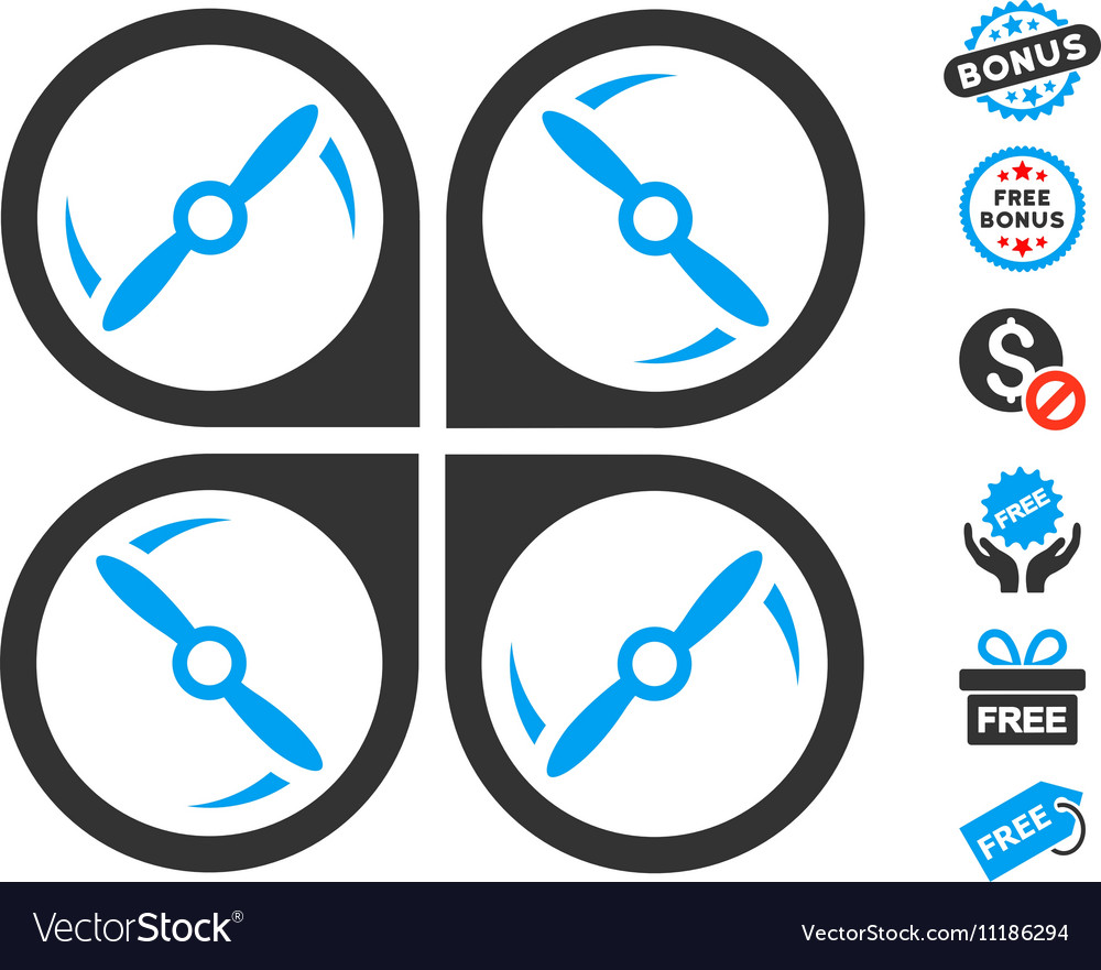 Quadcopter screws rotation icon with free bonus Vector Image Quadcopter screws rotation icon with free bonus Vector Image