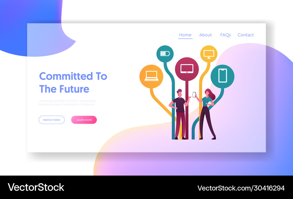 Social media networking landing page template Vector Image