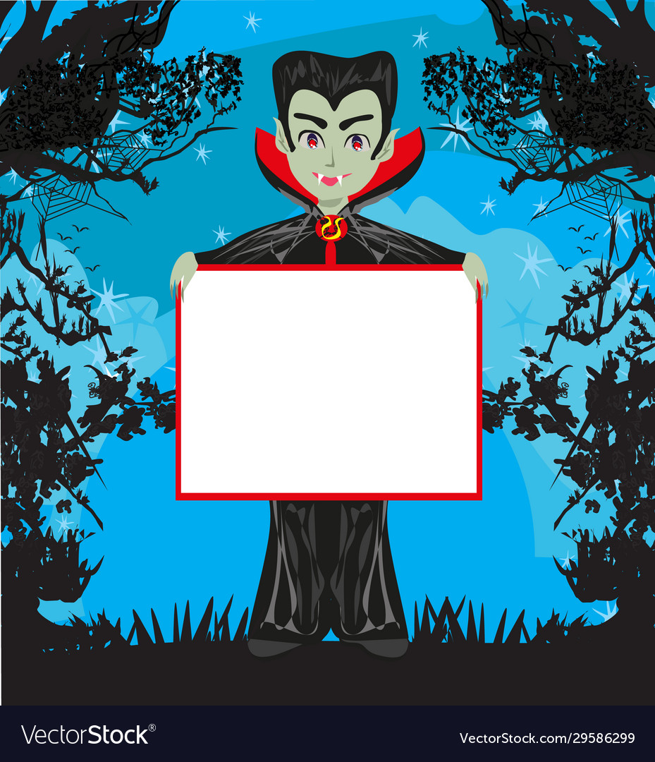 Cartoon vampire boy card Royalty Free Vector Image