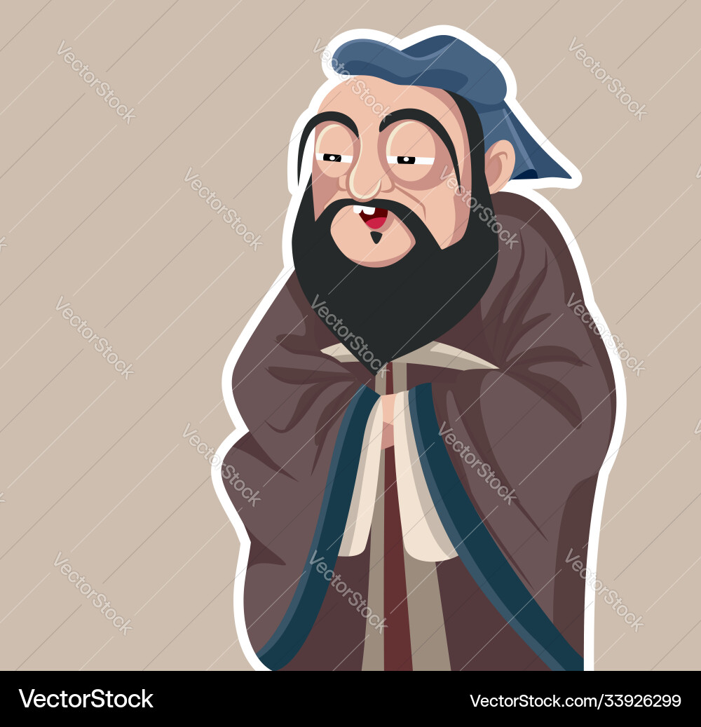 Chinese philosopher confucius caricature Vector Image