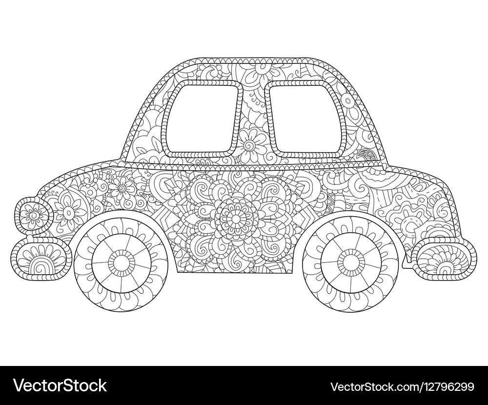 Cute Toy Car Coloring Page Royalty Free Vector Image