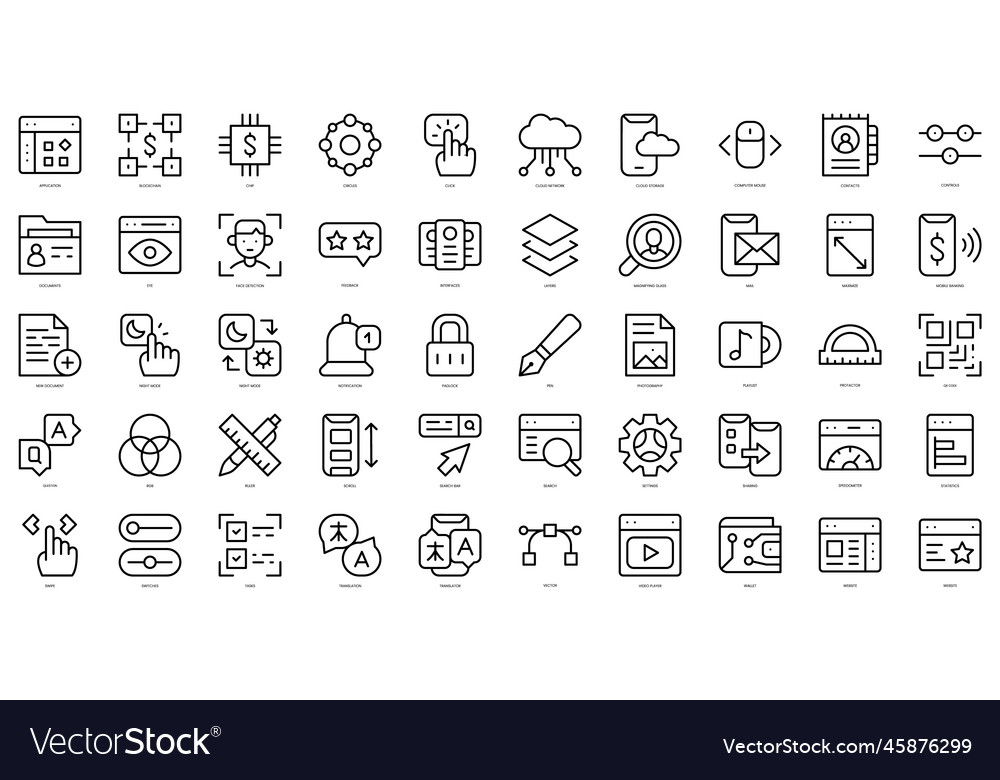 Set Of Thin Line User Interface Icons Royalty Free Vector