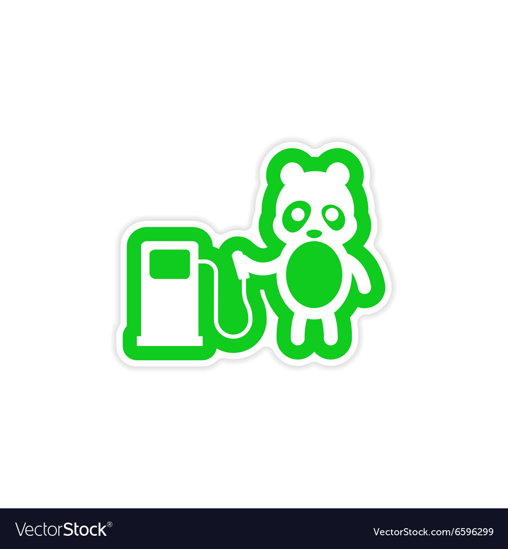Stylish Paper Sticker On White Background Panda Vector Image