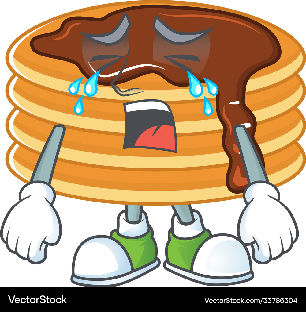 A weeping chocolate cream pancake cartoon Vector Image