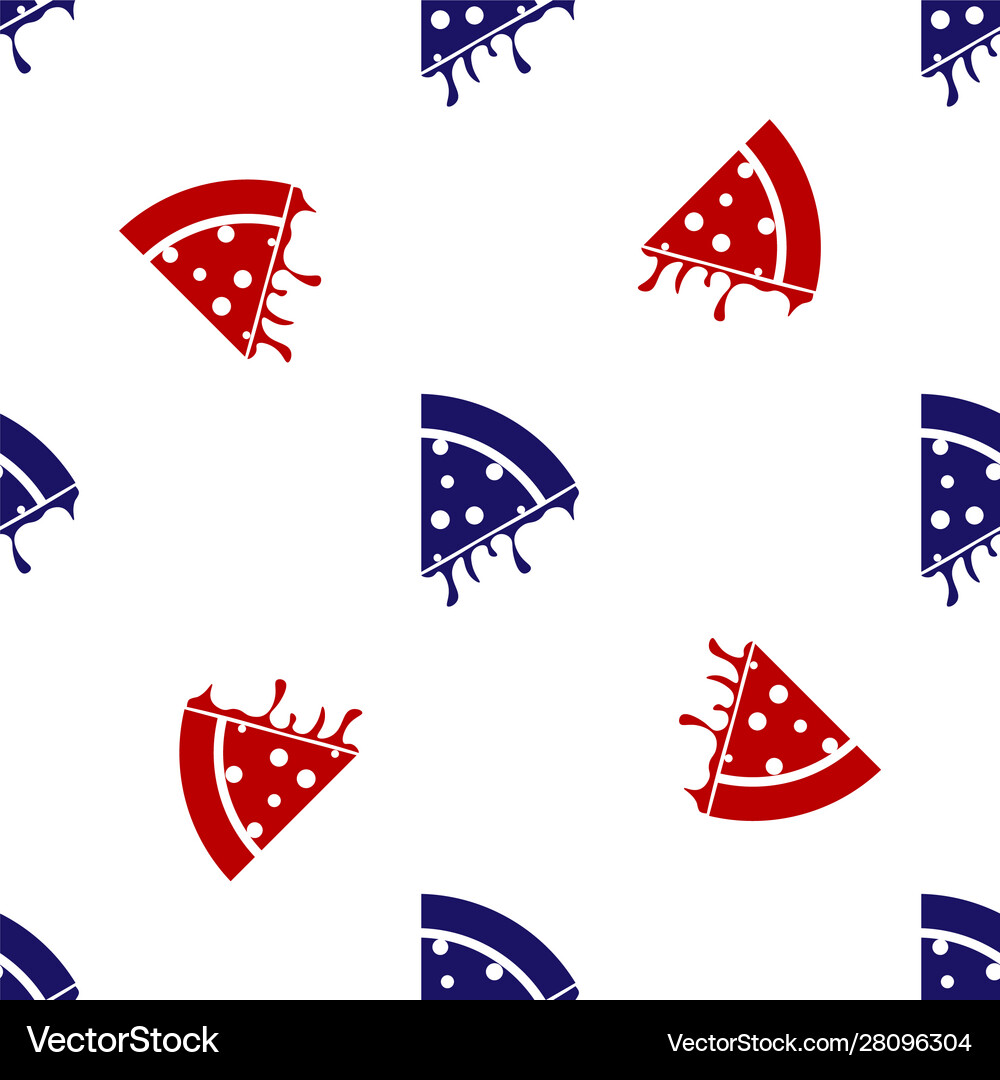 Blue and red slice pizza icon isolated seamless Vector Image