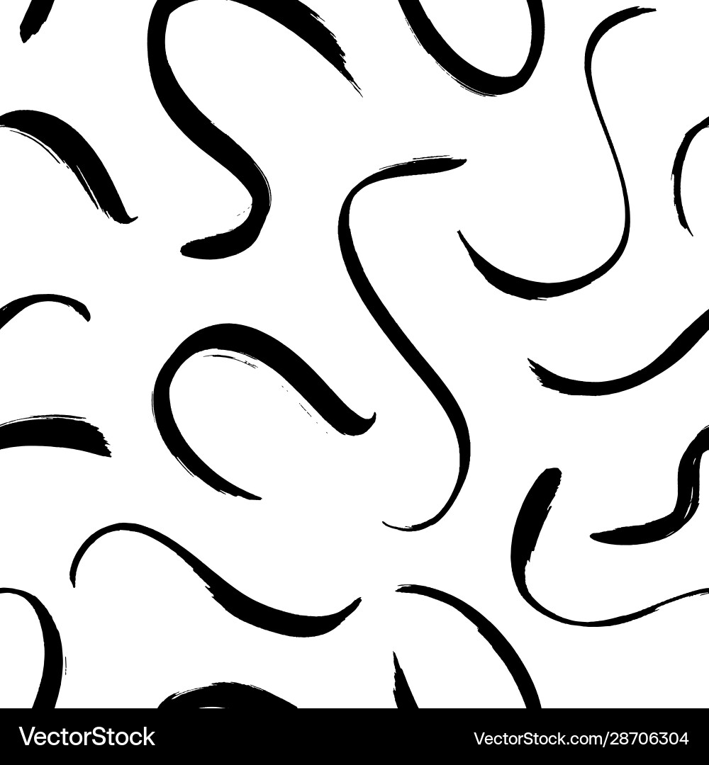 Elegant ink pen curls hand drawn seamless pattern Vector Image
