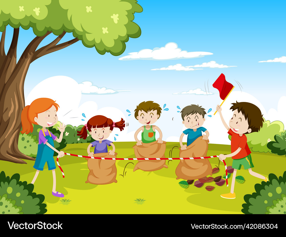 Kids doing physical activity Royalty Free Vector Image