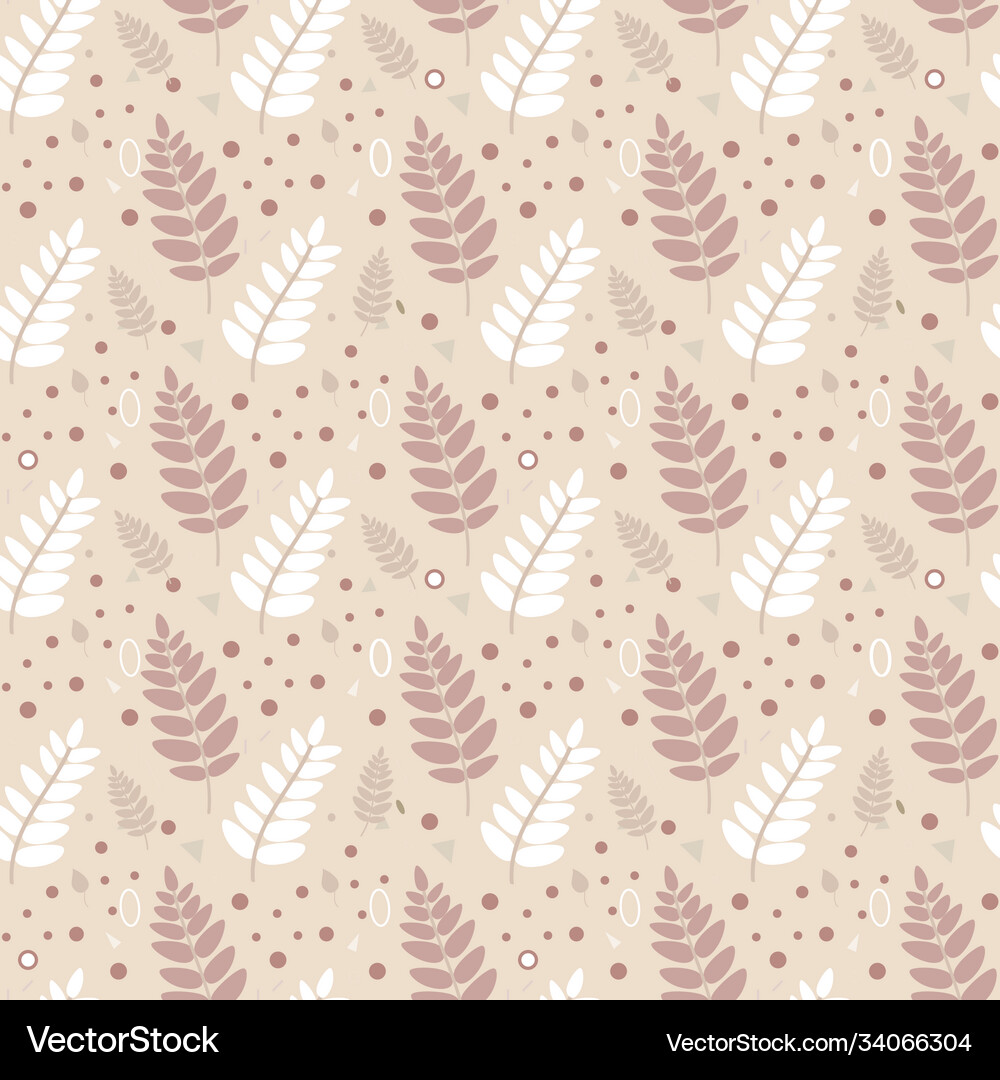 Pattern leaves plant in warm beige colors Vector Image