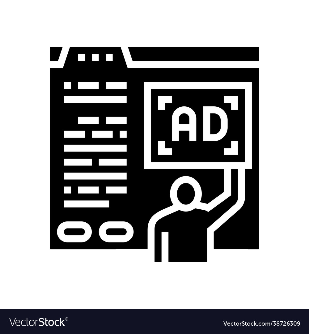 Algorithmic ad placement publisher glyph icon Vector Image Algorithmic ad placement publisher glyph icon Vector Image