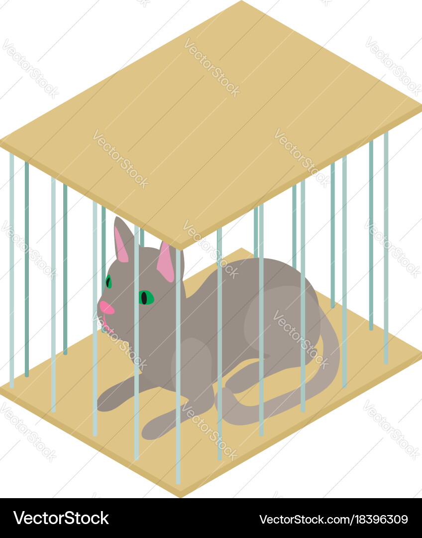 Cat cage icon isometric 3d style Royalty Free Vector Image