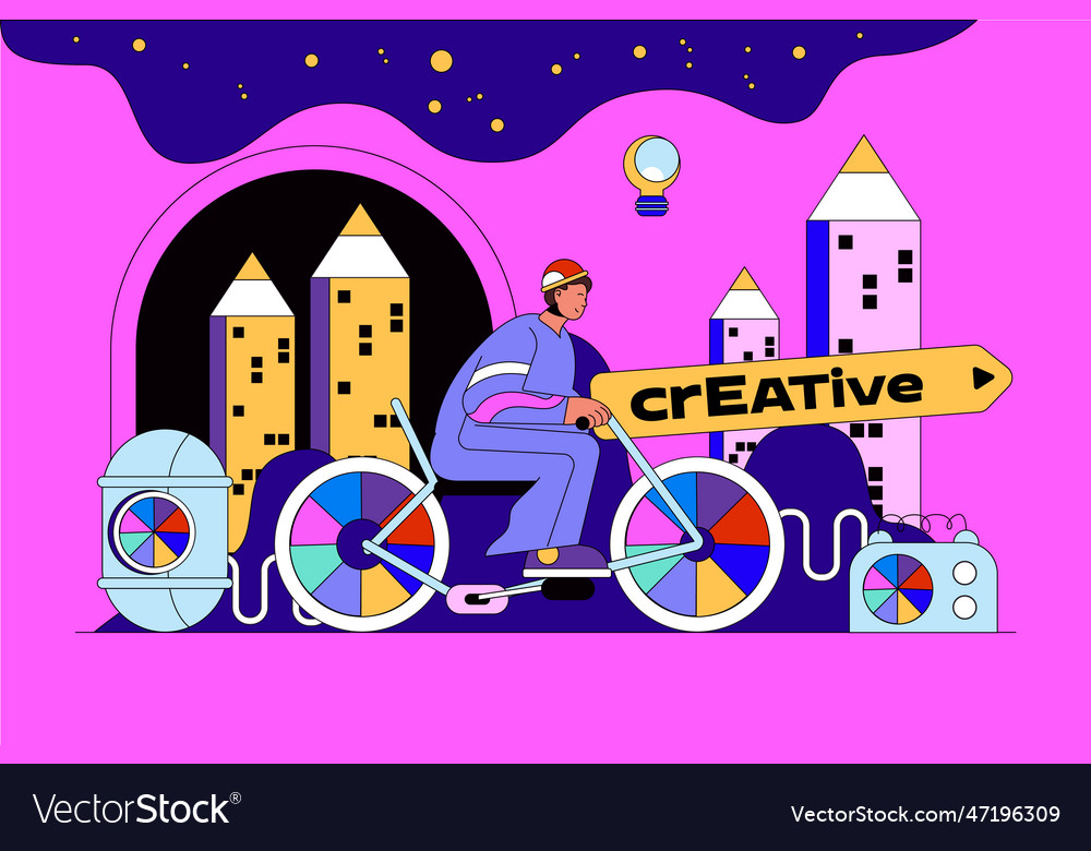 Creative process web concept with character scene Vector Image