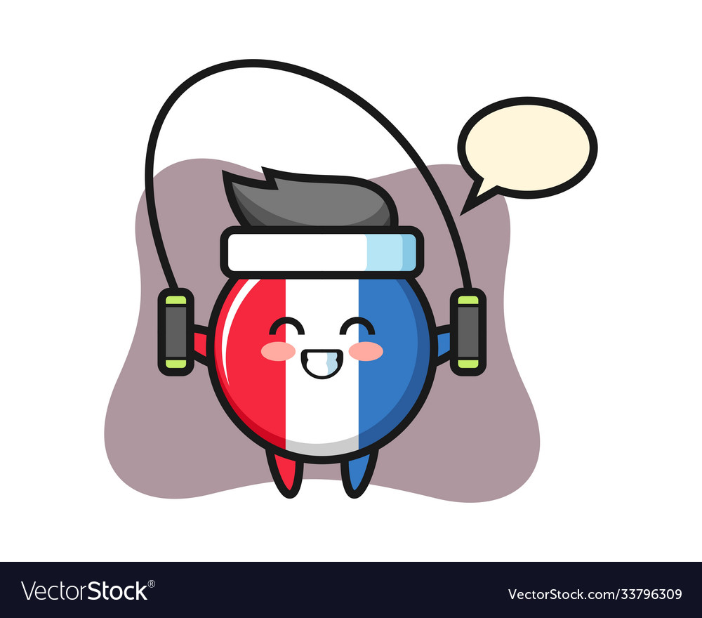 France flag badge character cartoon with skipping Vector Image France flag badge character cartoon with skipping Vector Image