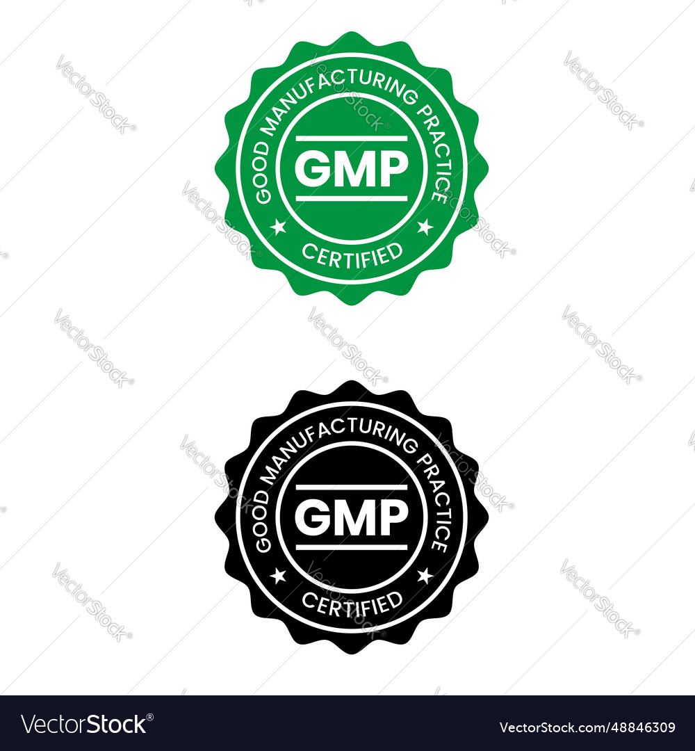 Gmp good manufacturing practice certified logo Vector Image Gmp good manufacturing practice certified logo Vector Image