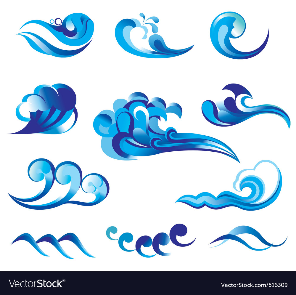 Wave symbols for design Royalty Free Vector Image