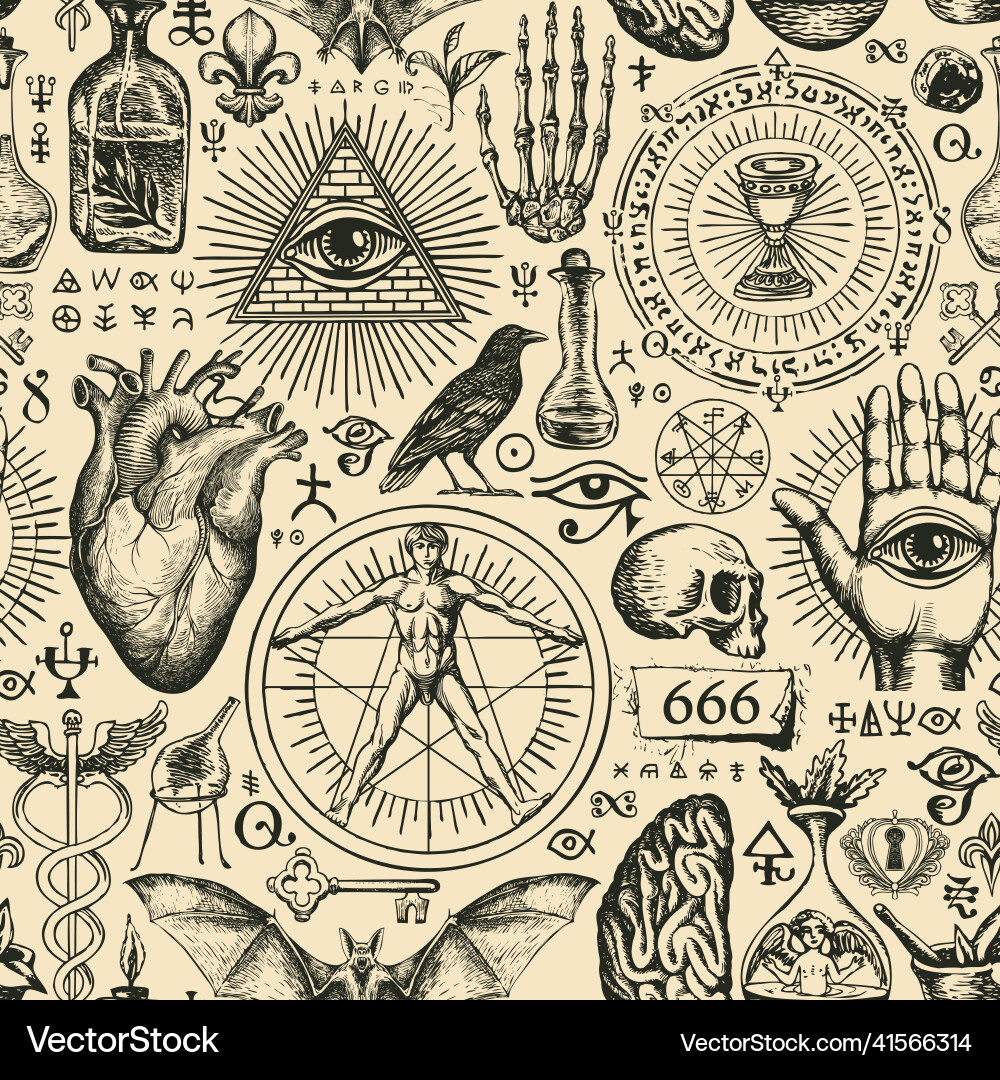 Abstract seamless pattern on theme of occultism Vector Image