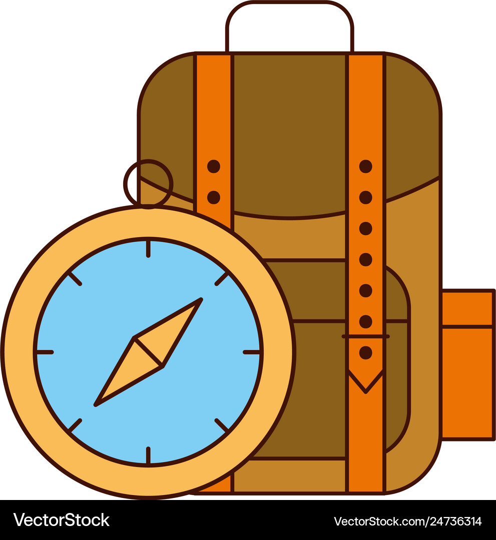 Backpack and compass safari equipment supplies Vector Image