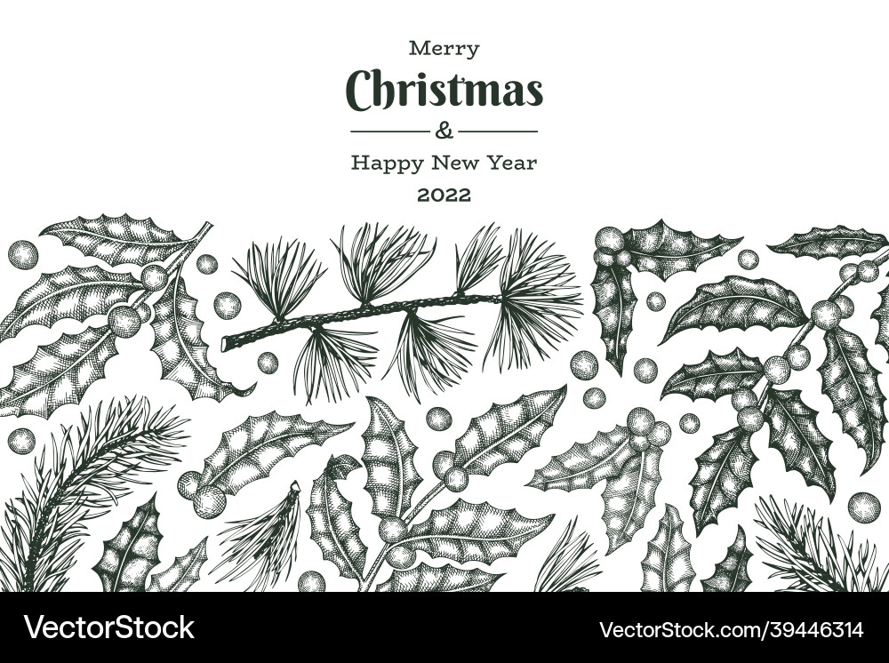Christmas hand drawn greeting card design Vector Image
