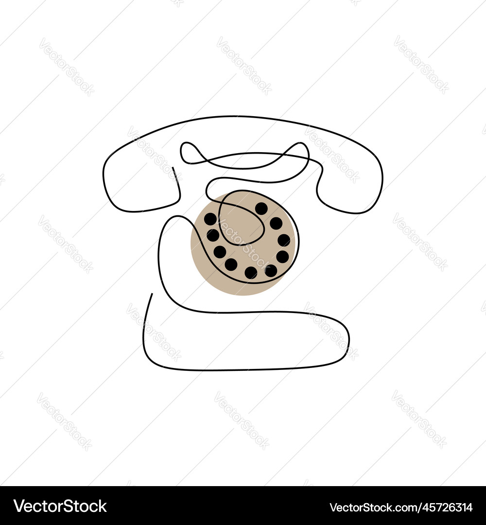 Old telephone one line drawing continuous design Vector Image