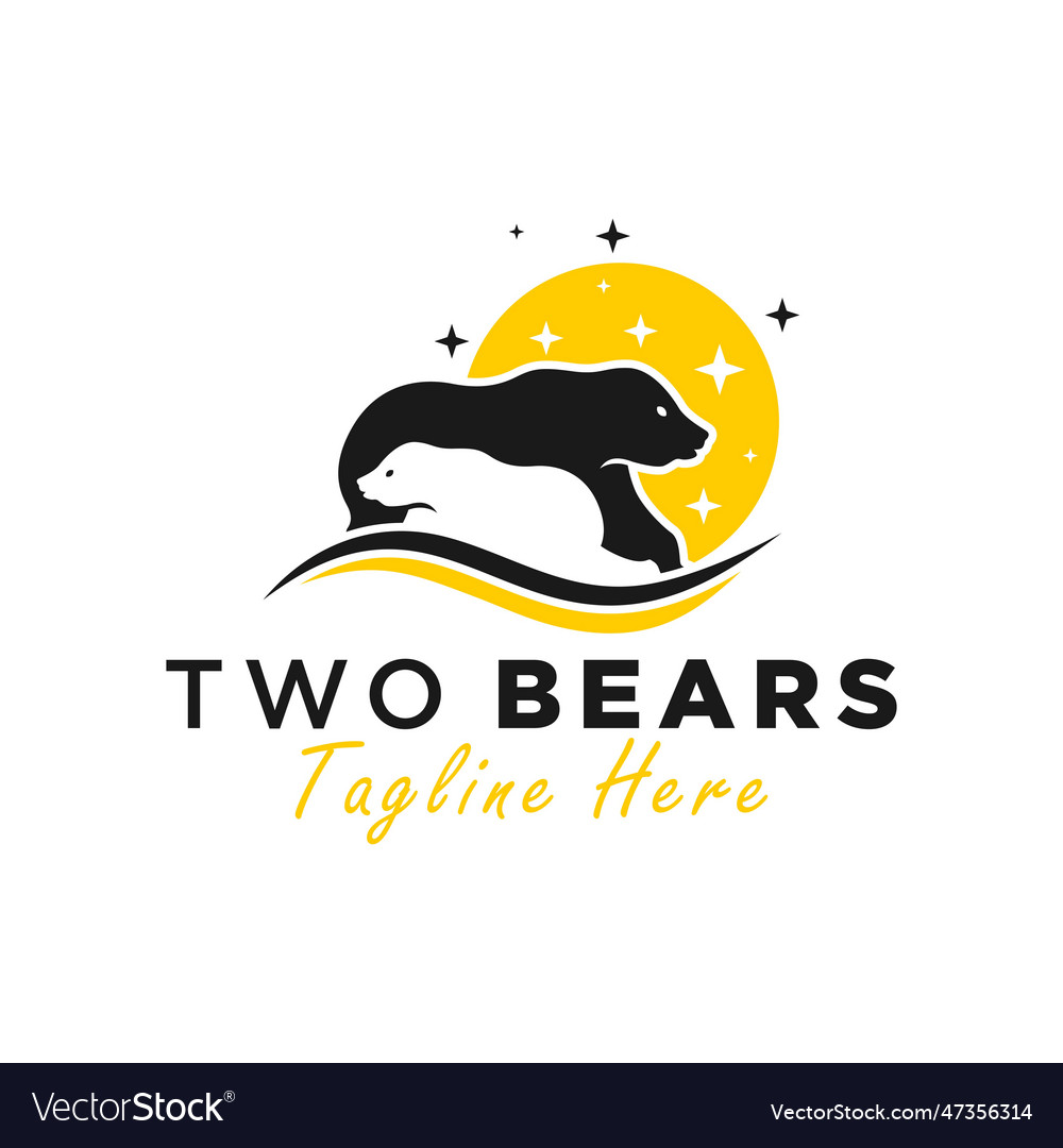 Two bears logo design Royalty Free Vector Image