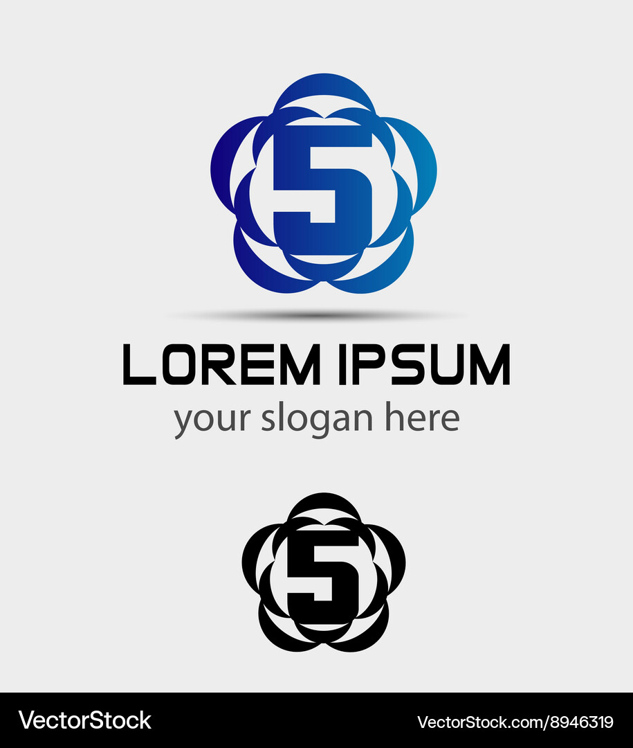 Abstract icons for number 5 logo Royalty Free Vector Image