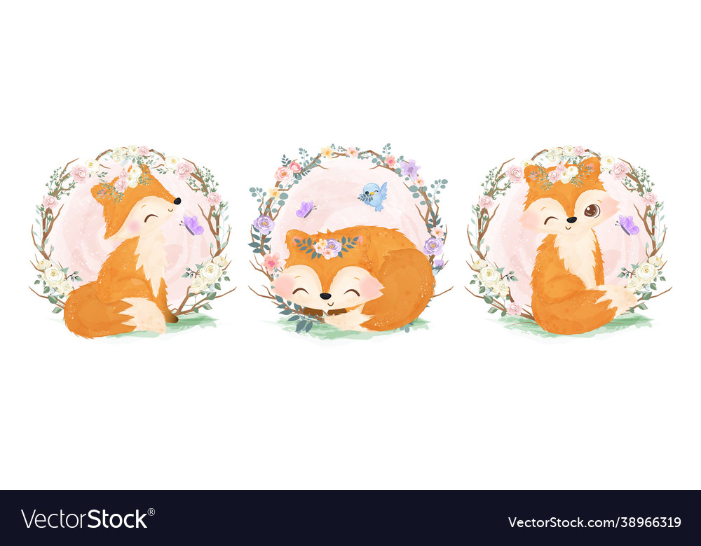 Cute little fox Royalty Free Vector Image - VectorStock