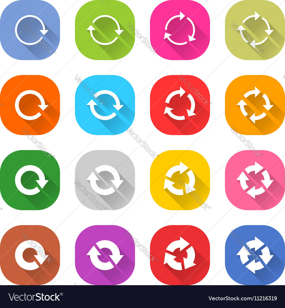 Flat arrow reload icon square web button Vector Image