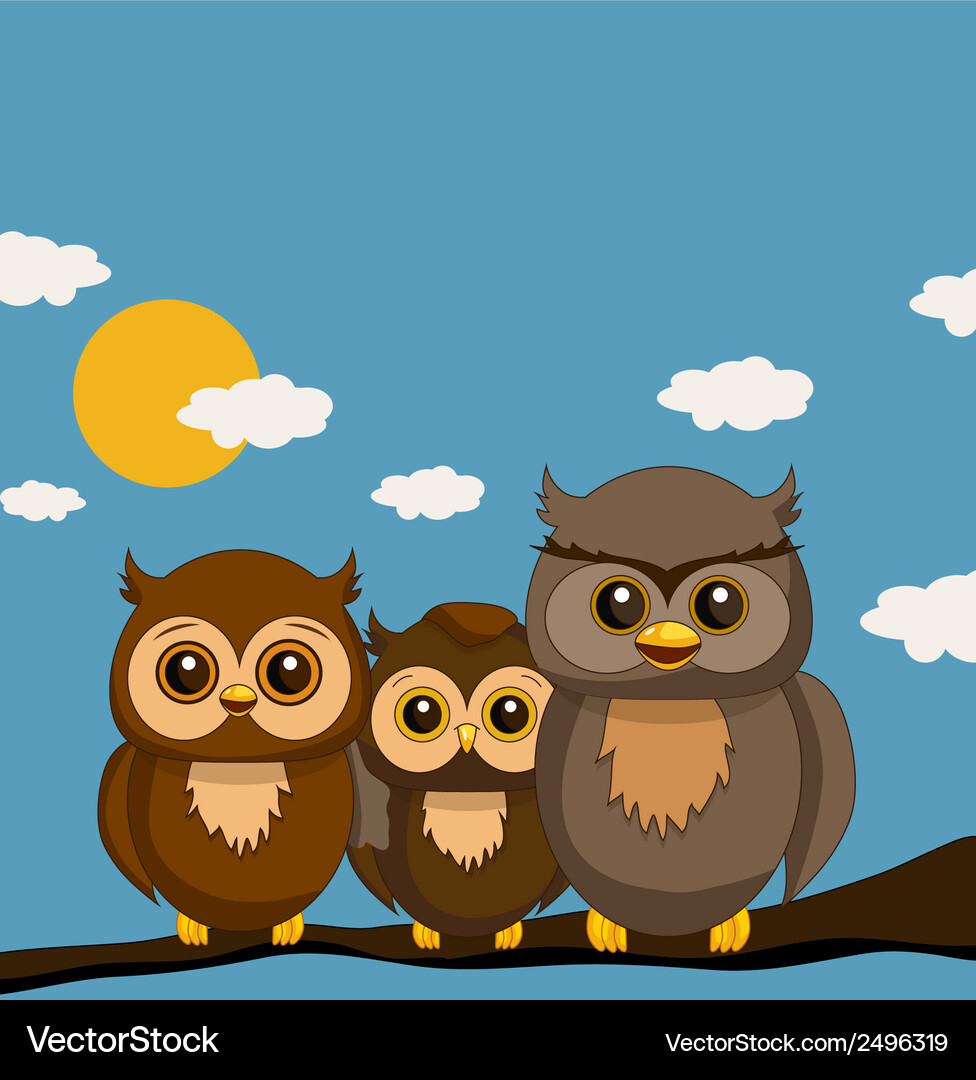 Owls family Royalty Free Vector Image - VectorStock