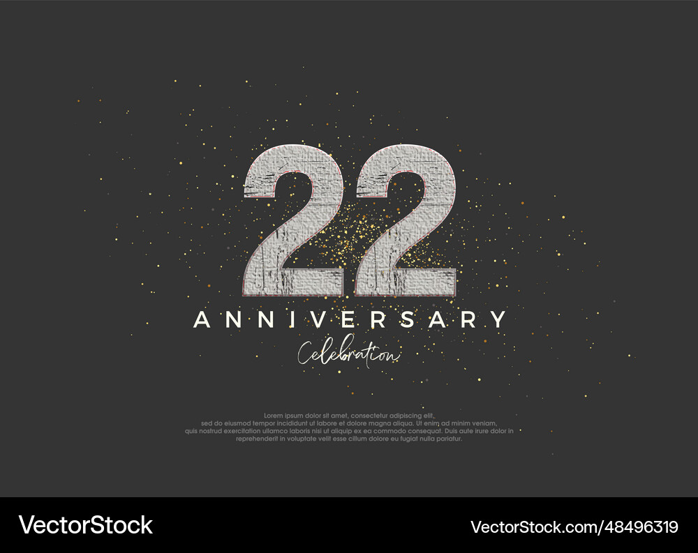 Rustic number for 22nd anniversary celebration Vector Image
