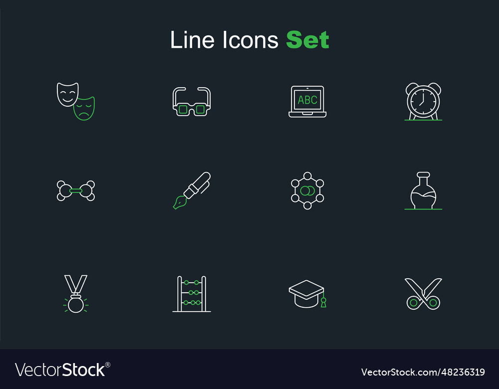 Set line scissors graduation cap abacus medal Vector Image Set line scissors graduation cap abacus medal Vector Image