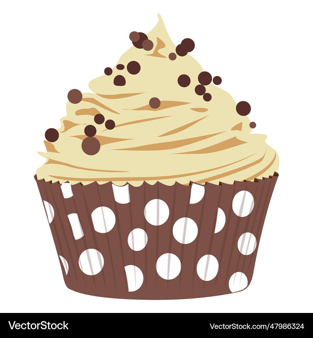 Chocolate chip cupcake Royalty Free Vector Image