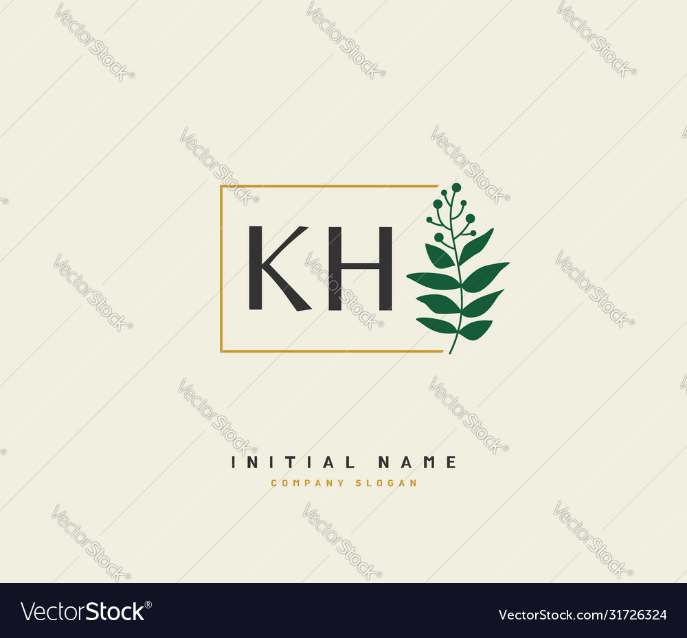 K h kh beauty initial logo handwriting Royalty Free Vector